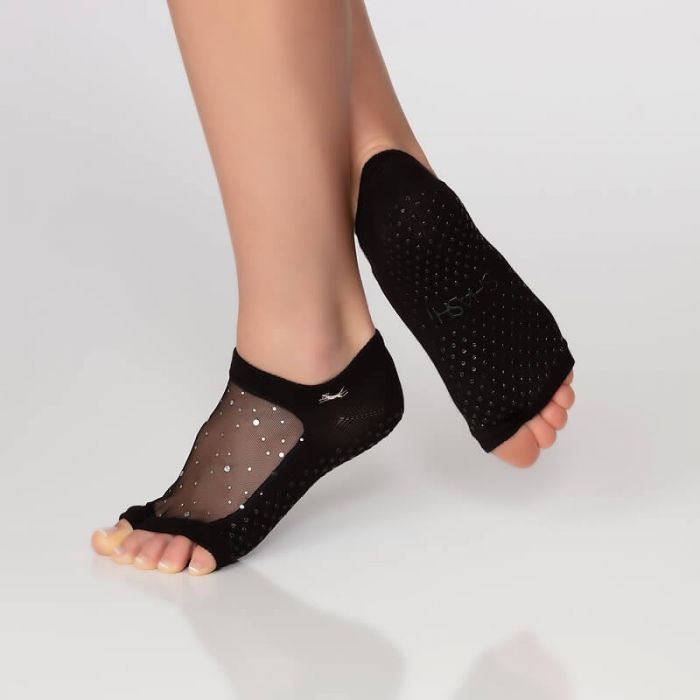 SHASHI STAR Woman’s Mesh Top Open Toe Grip Socks with Rhinestones – pac-mfg